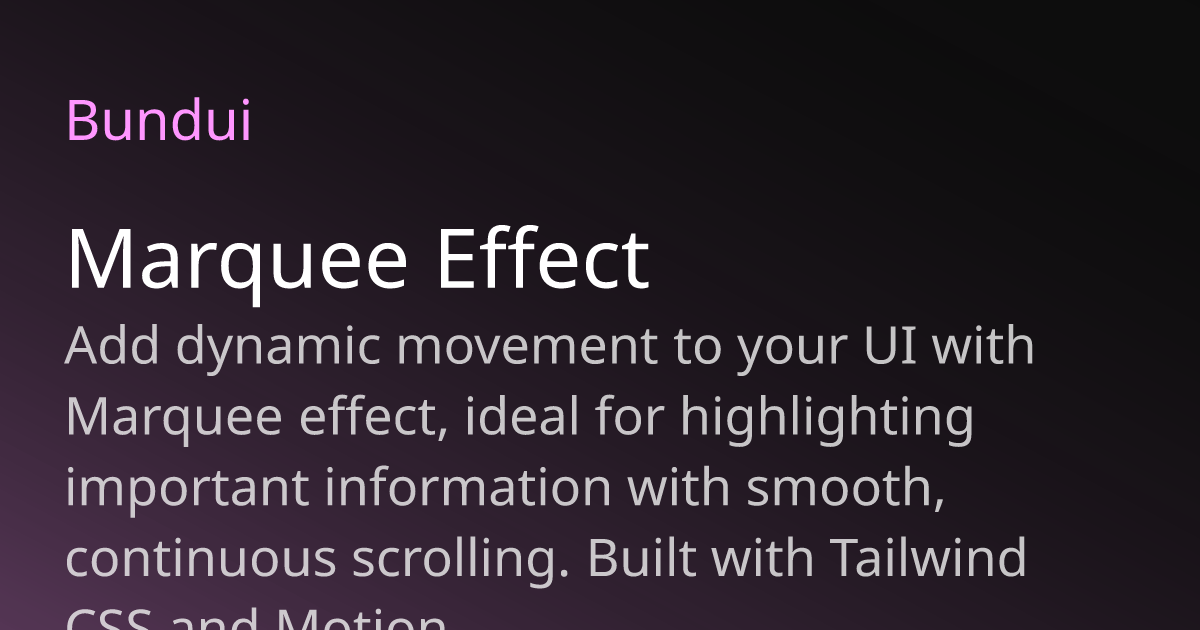 Marquee Effect - Bundui
